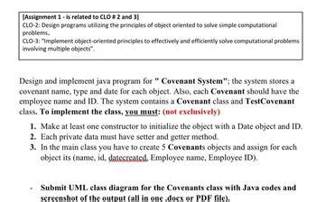 Answered Design And Implement Java Program For Covenant System The System Stores A Covenant