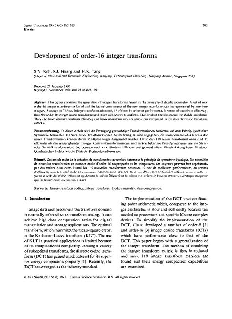 pdf development of order 16 integer transforms