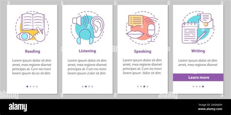 Basic Language Skills Onboarding Mobile App Page Screen With Linear