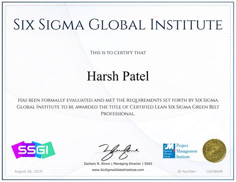 Lean Six Sigma Green Belt Certificate Ppt