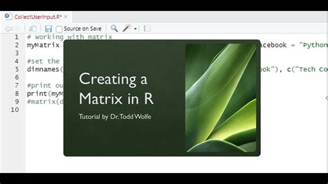 R Tutorial Working With A Matrix YouTube