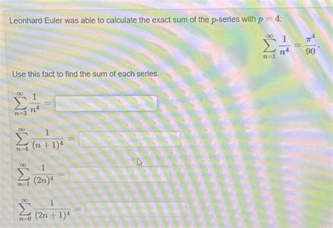 solved leonhard euler was able to calculate the exact sum of