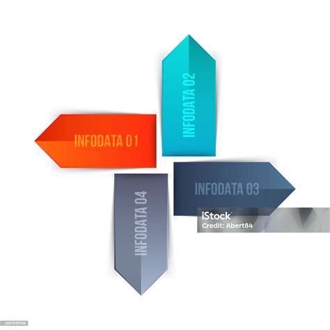 4 부품 단계 또는 옵션 화살표 벡터 종이 접기 Infographic 디자인 서식 파일입니다 프로젝트 단계 시각화에 대 한 그림입니다 비즈니스 프리젠테이션입니다 0명에 대한
