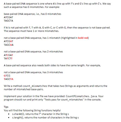 Solved A Base Paired DNA Sequence Is One Where A S Line Up Chegg Com