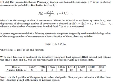 solved the poisson distribution poisson y is often used to model count 1 answer