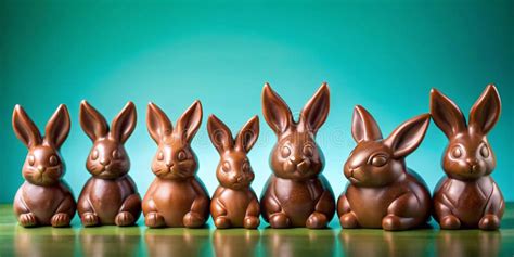 Chocolate Bunnies On A Colored Background Ai Created Content Stock