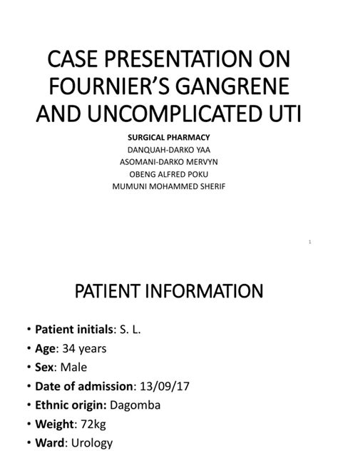 Case Presentation On Fourniers Gangrene Pdf Urinary Tract