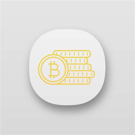 Bitcoin Coins Stack App Icon Cryptocurrency Deposit Digital Money Ui