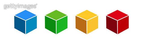3d Color Cube Icons Set Cube Blue Green Yellow Red Color Or Square