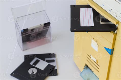 35 Inch Floppy Disk In A Floppy Drive Slot On A Desktop Computer