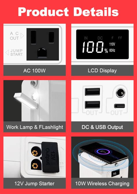 Custom W Portable Power Supply AC DC USB Type C Wireless Power Station SmartPropel Lithium