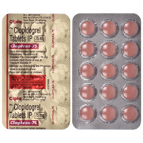 Clopivas 75 Strip Of 15 Tablets Health And Personal Care