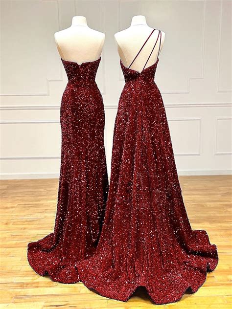 Velvet Sequin Mermaid Burgundy Long Prom Dress Burgundy Formal Evenin