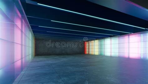 3d Beautiful Translucent Colorful Glass Wall Interior Stock