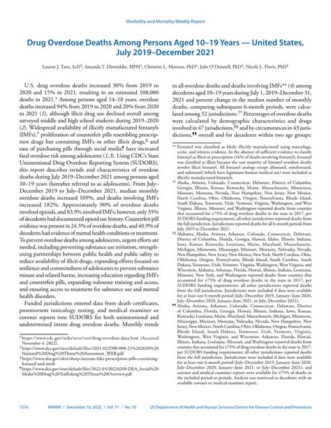 Pdf Drug Overdose Deaths Among Persons Aged 10 19 Years United