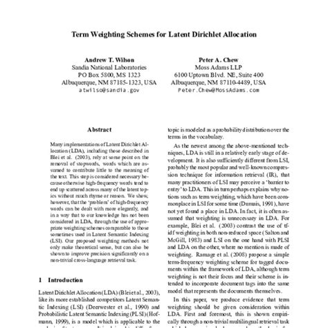 Term Weighting Schemes For Latent Dirichlet Allocation Acl Anthology