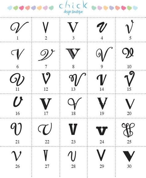 The Letter V In Different Fonts
