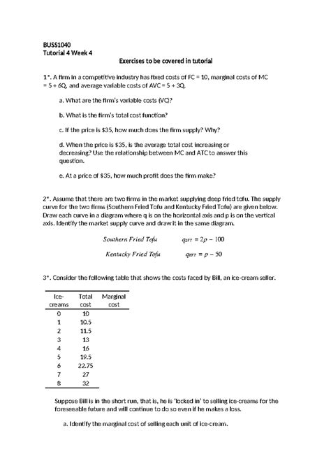buss1040 tutorial 4 buss tutorial 4 week 4 exercises to be covered