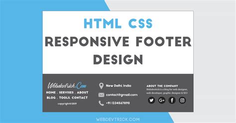 HTML CSS Footer With Responsive Design Fixed Bottom Footer