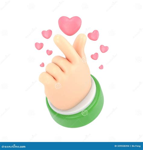 Stylized Cartoon 3d Rendering Hand Gesture Represents The Finger Heart