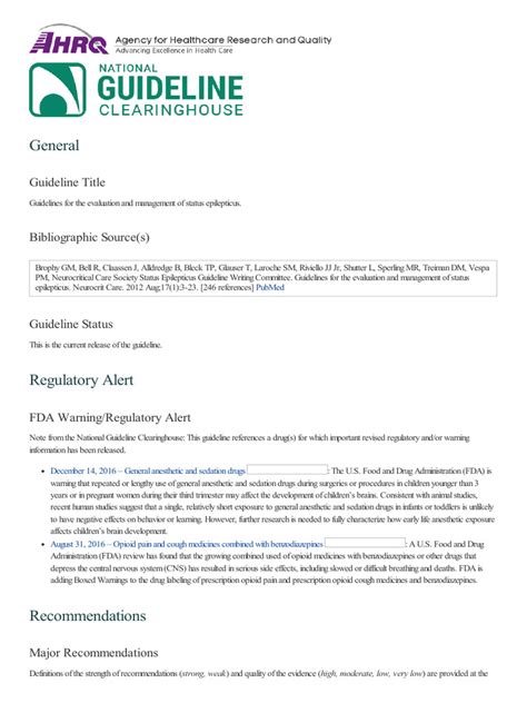 Guidelines For The Evaluation And Management Of Status Epilepticus Pdf Evidence Based
