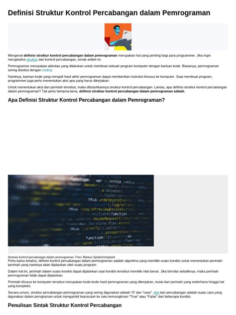definisi struktur kontrol percabangan dalam pemrograman pdf