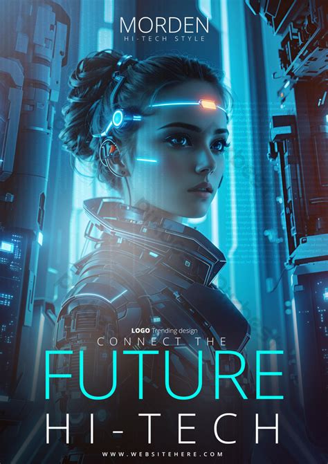 Artificial Intelligence Robot Cyberpunk Hi Tech Poster Psd Free