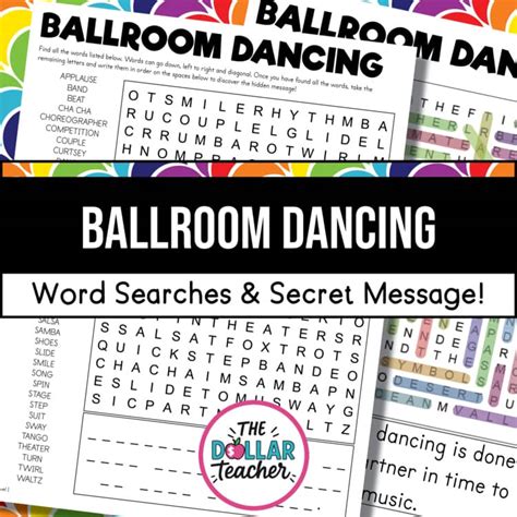 Ballroom Dancing Word Search With Secret Message Activity Worksheet