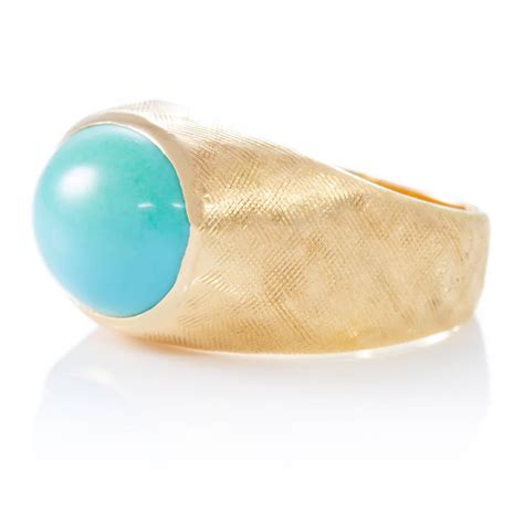 1970s Turquoise Gold Signet Dome Ring At 1stdibs