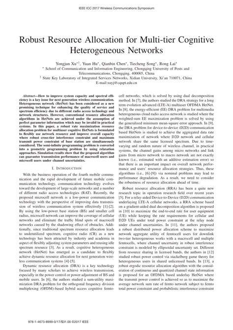 Pdf Robust Resource Allocation For Multi Tier Cognitive Heterogeneous Networks