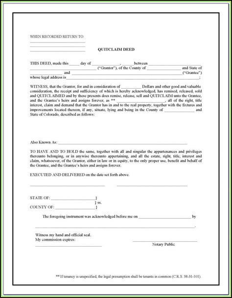 Douglas County Colorado Quit Claim Deed Form Form Resume Examples