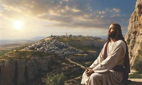 Premium Photo Jesus Sitting On The Rock Meditating