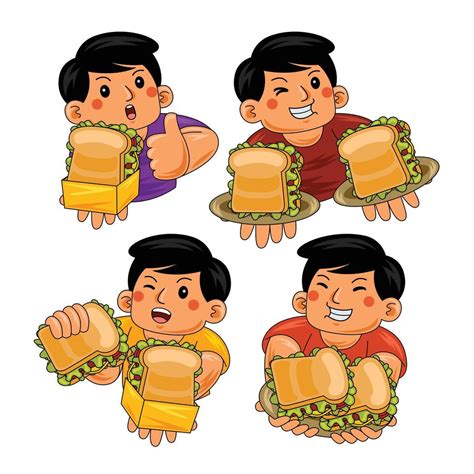 Young Man Eating Sandwich 53160431 Vector Art At Vecteezy