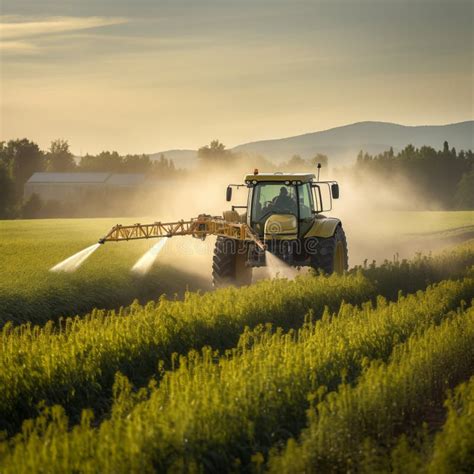 Farming Tractor Crop Sprayer On Green Field Stock Image Image Of Insecticide Working 314221293