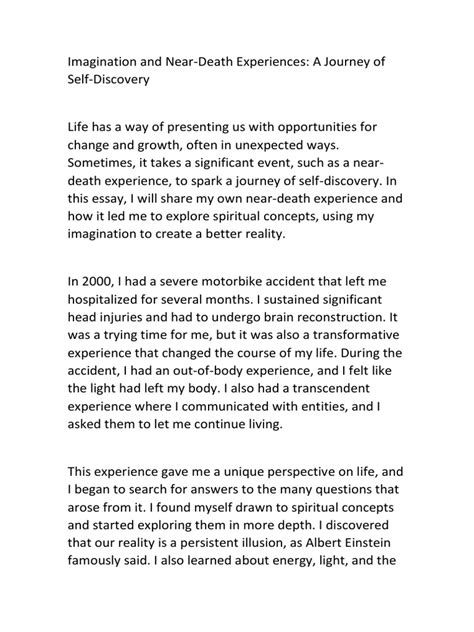 A Journey Of Self Discovery Pdf Experience Imagination