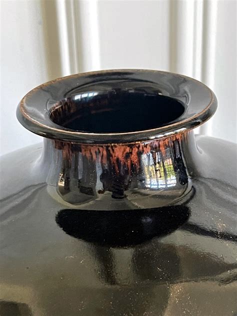 Large Ceramic Jar With Tenmoku Glaze By Brother Thomas Bezanson For