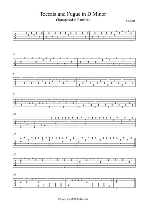 Toccata And Fugue In D Minor Guitar Tab