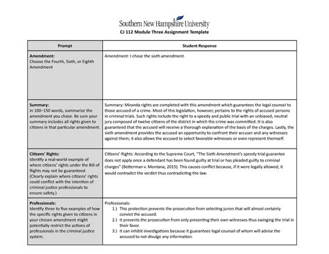 Cj 112 Module Three Assignment Summary In 100 150 Words Summarize The Amendment You Chose