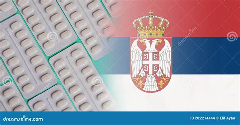 Flag of the Serbia with Tablets. Pharmacology, Developments in the ...