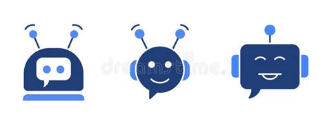 Vector Chatbot Icons Editable Stroke Set Blue Solid Logo Symbol Stock