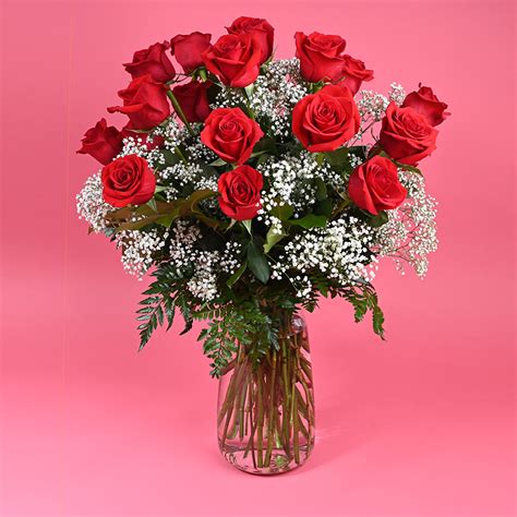 Two Dozen Long Stem Rose Vase Stems Delivered