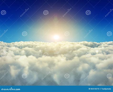 Bright Sun Is Shining Over White Clouds Stock Illustration Illustration Of Solar Setting