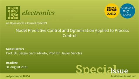 Special Issue In Model Predictive Control And Optimization Mdpi