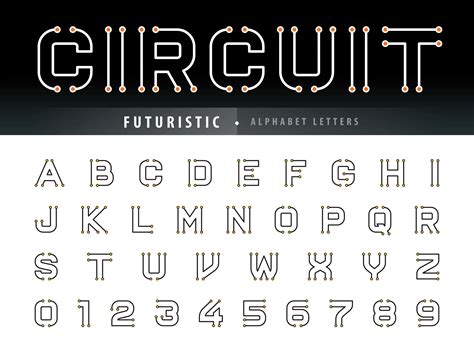 Circuit Alphabet Letters And Numbers 1181205 Vector Art At Vecteezy