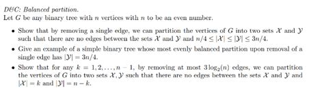 Solved Dec Balanced Partition Let G Be Any Binary Tree