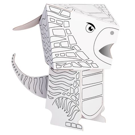 Paper Figure Cube Head Dino D8 For Coloring 3d Parasaurolophus Etsy