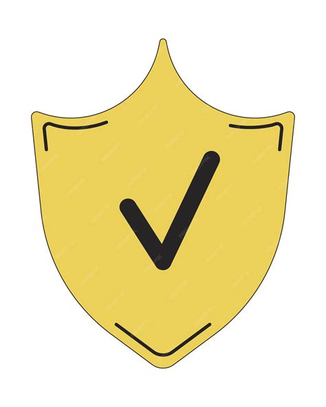 체크 표시 플랫 라인 색상 격리된 벡터 객체가 있는 보호 쉴드 흰색 배경의 편집 가능한 클립 아트 이미지 웹 디자인을 위한 간단한 개요 만화 지점 그림 프리미엄 벡터