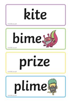 Phase 5 'i_e' Split Digraph Flashcards Real and Nonsense Words, silent e