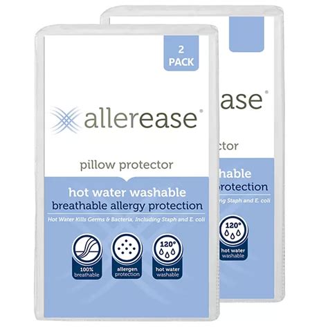 Allerease 2 Pack 300 Thread Count Hot Water Washable Pillow Protector