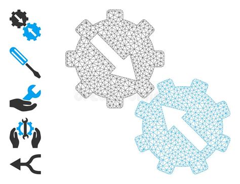 Web Mesh Gear Integration Icon With Simple Symbols Stock Vector Illustration Of Factory